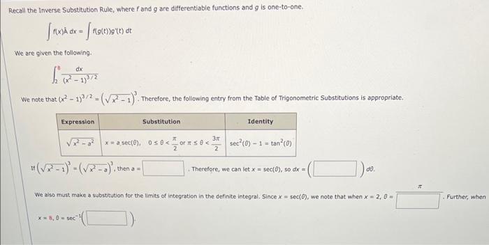 [Solved]: Recall the Inverse Substitution Rule, where f and