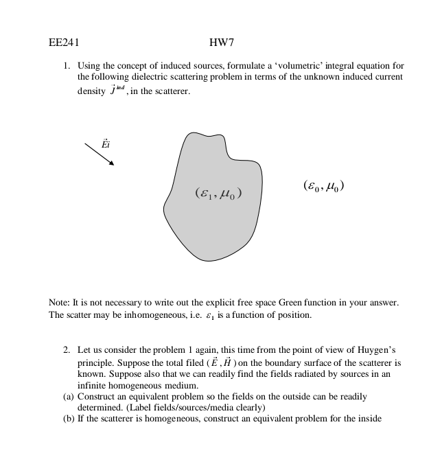 Solved EE241 HW7 1. Using the concept of induced sources, | Chegg.com