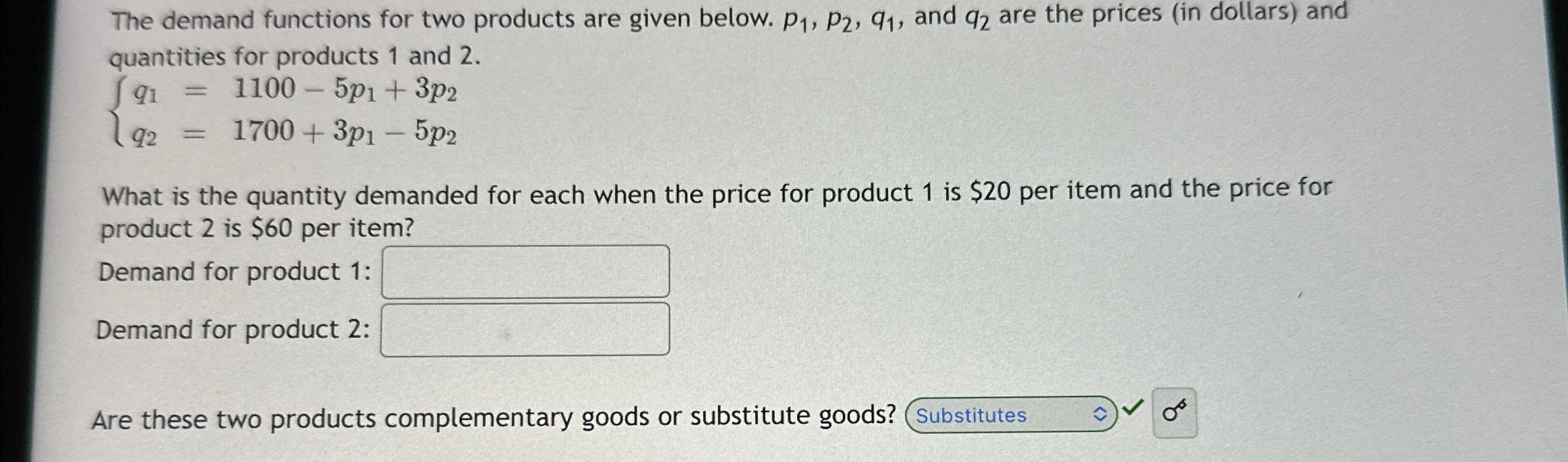 The demand functions for two products are given | Chegg.com