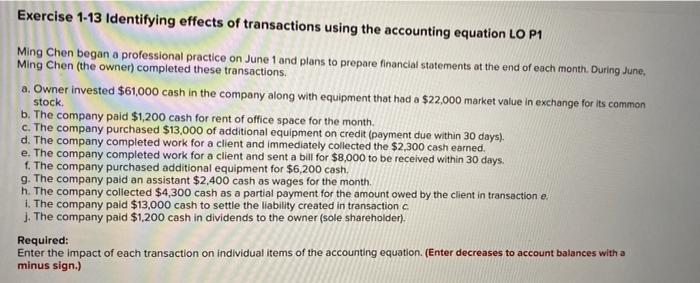 Solved Exercise 1 13 Identifying Effects Of Transactions