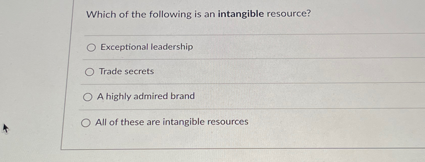 Solved Which of the following is an intangible | Chegg.com