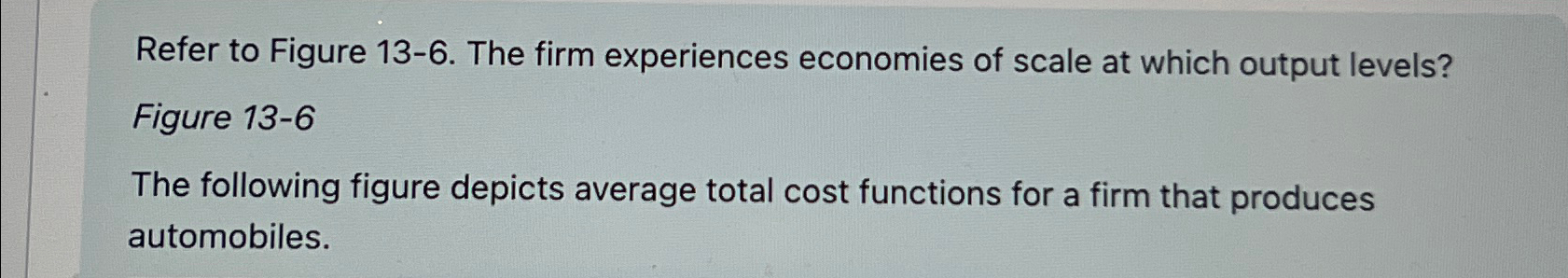 Refer to Figure 13-6. ﻿The firm experiences economies | Chegg.com