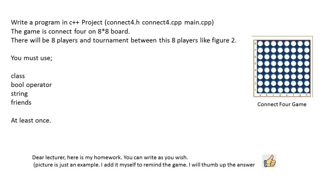 Solved Write a program in C++ Project (connect4.h | Chegg.com