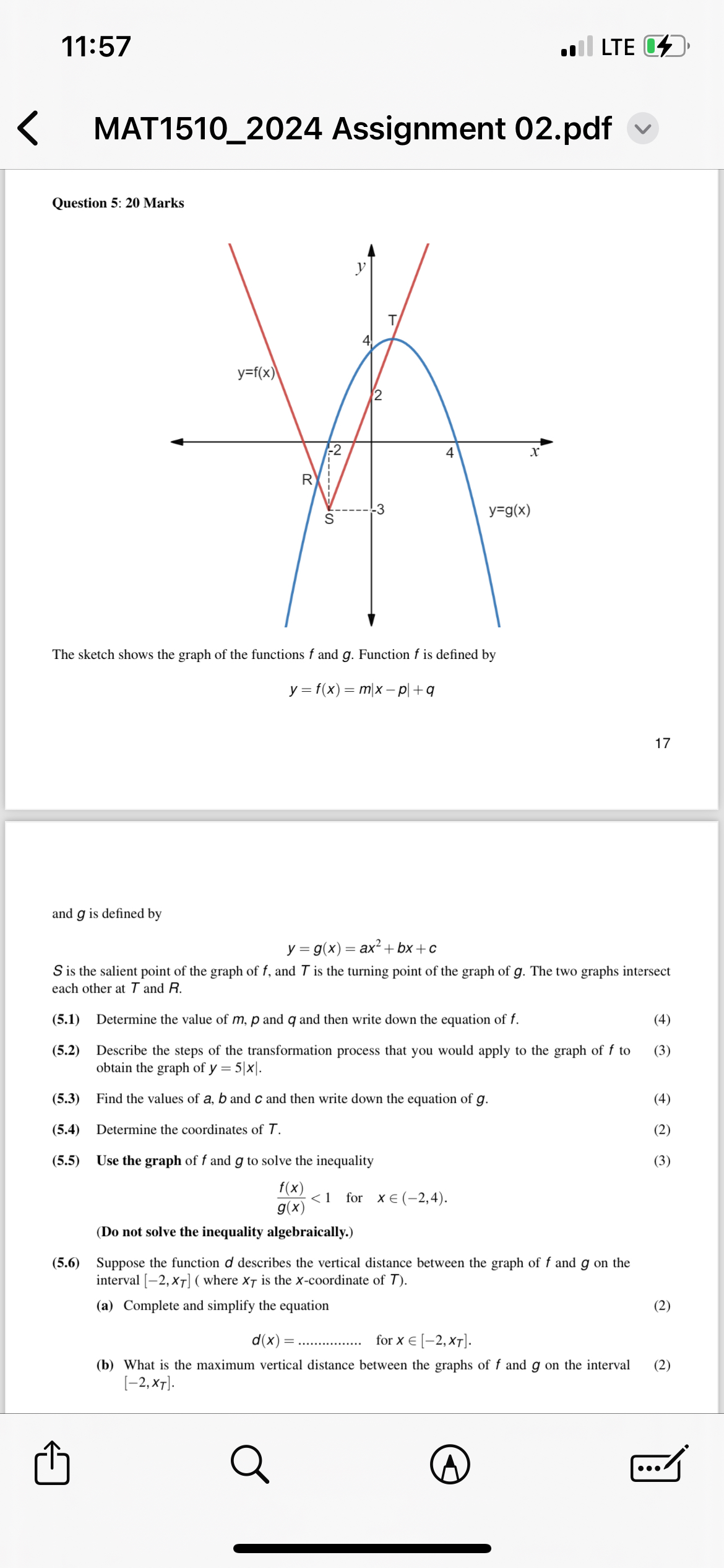 [Solved]: 11:57 LTE MAT1510_2024 Assignment 02.pdf Question