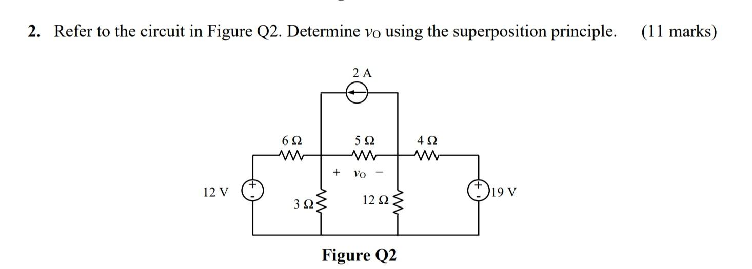 Solved 2. Refer to the circuit in Figure Q2. Determine vO | Chegg.com