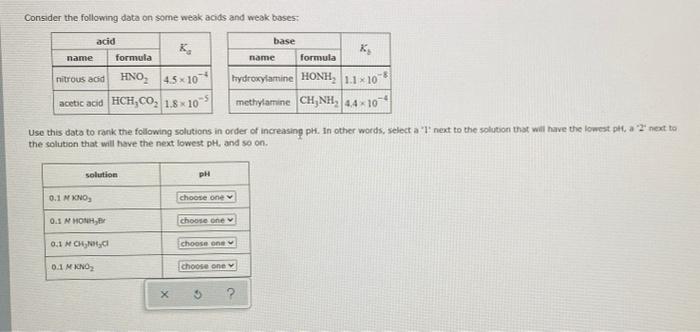 Solved Consider the following data on some weak acids and | Chegg.com