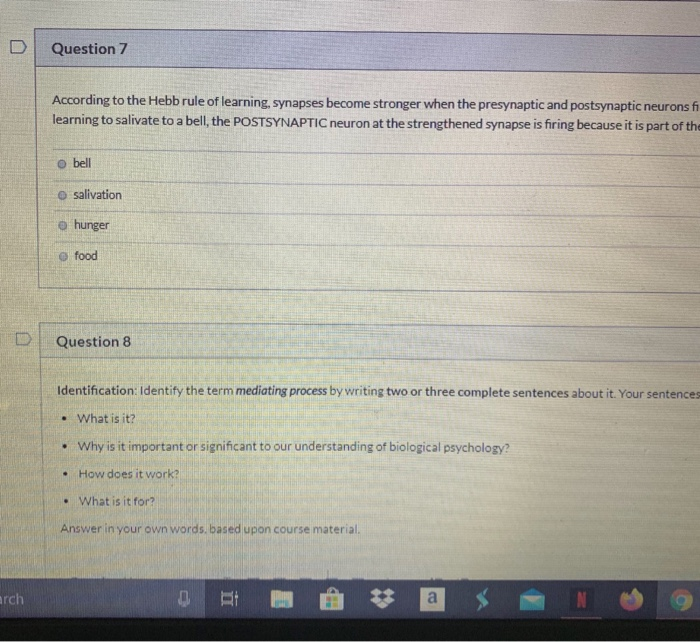 Solved Question 7 According to the Hebb rule of learning, | Chegg.com