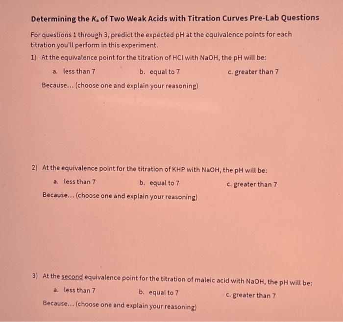 Solved Determining the K⋆ of Two Weak Acids with Titration | Chegg.com