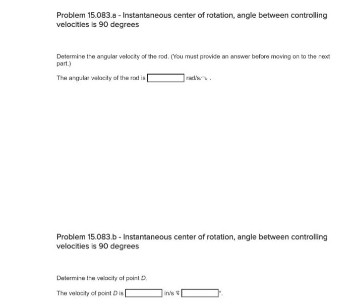 Solved Problem 15.083 - Instantaneous center of rotation, | Chegg.com