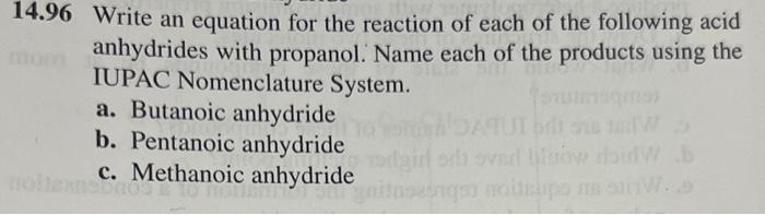 Solved 14.96 Write an equation for the reaction of each of | Chegg.com