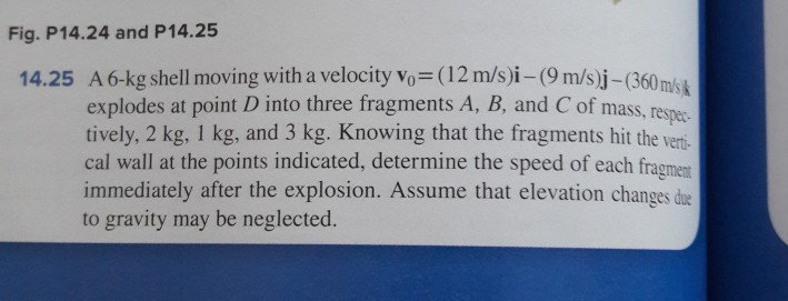 Solved Fig. P14.24 and P14.25 14.25 A 6-kg shell moving with | Chegg.com