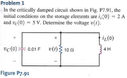 Solved In the critically damped circuit shown in Fig. P7.91, | Chegg.com