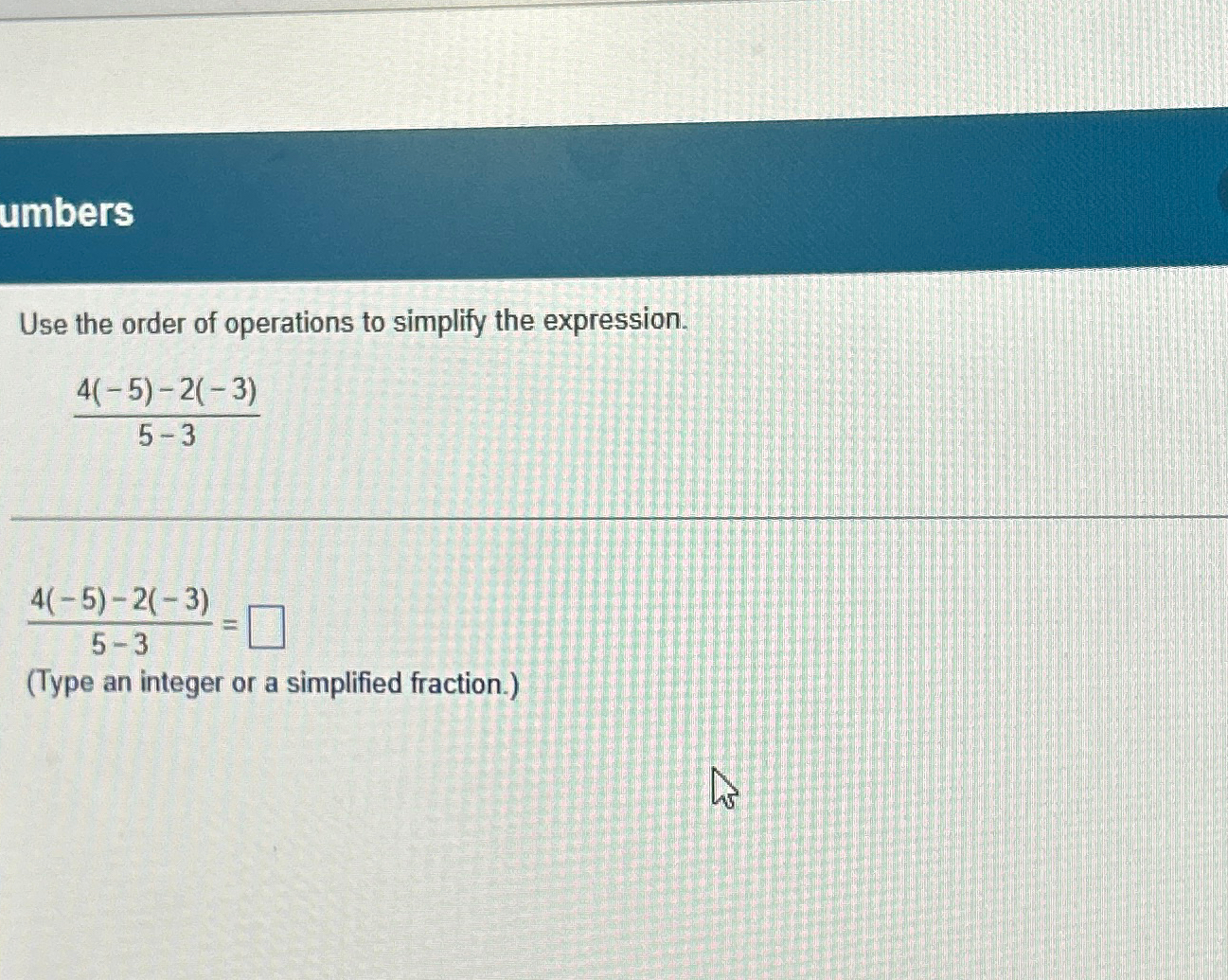 Solved Use the order of operations to simplify the | Chegg.com