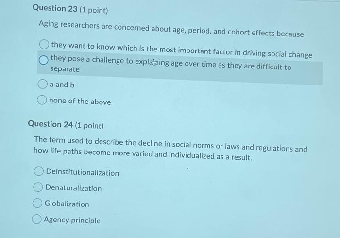 Solved Aging researchers are concerned about age, period, | Chegg.com