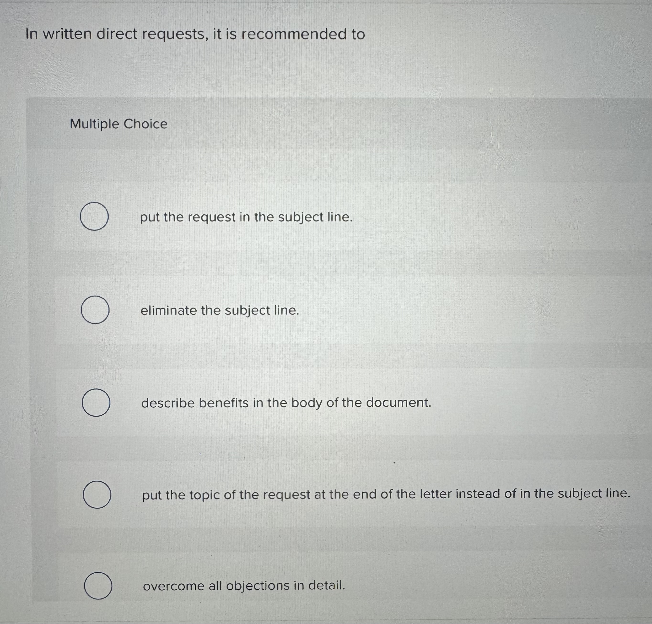 Solved In written direct requests, it is recommended | Chegg.com