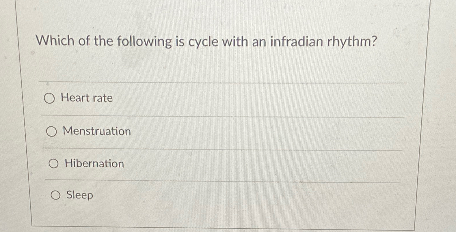 Solved Which of the following is cycle with an infradian | Chegg.com