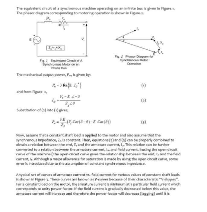 Solved The equivalent circuit of a synchronous machine | Chegg.com