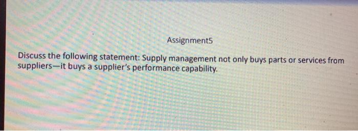 Solved Assignments Discuss the following statement: Supply | Chegg.com