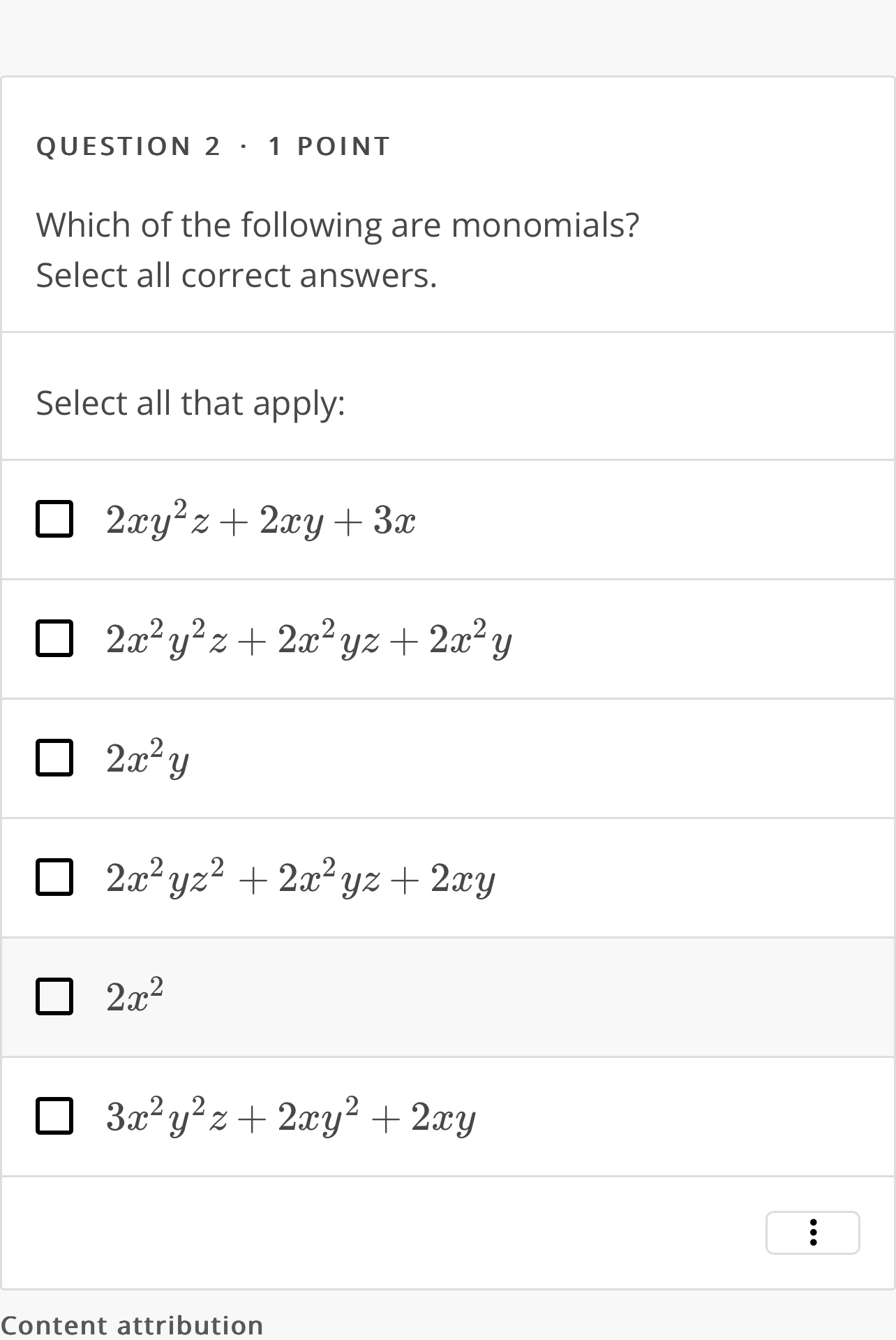 Solved QUESTION 2 - 1 ﻿POINTWhich of the following are | Chegg.com
