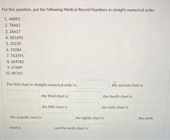 Solved The first chart in straight numerical order is the | Chegg.com