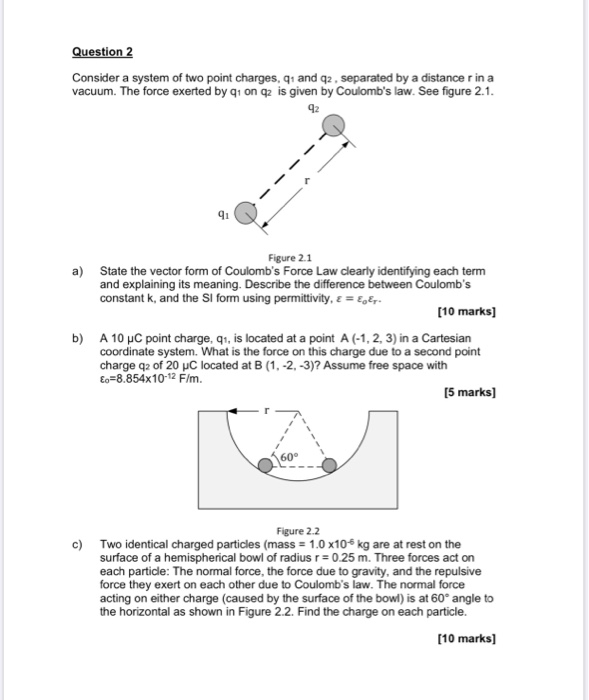 Solved Question 2 Consider a system of two point charges, q1 | Chegg.com