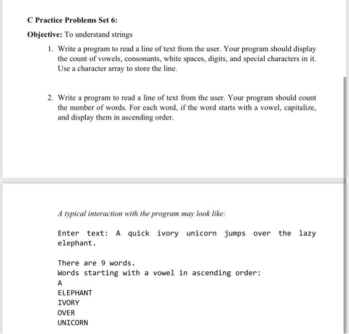 Solved Practice Problems Set 6: Objective: To understand | Chegg.com