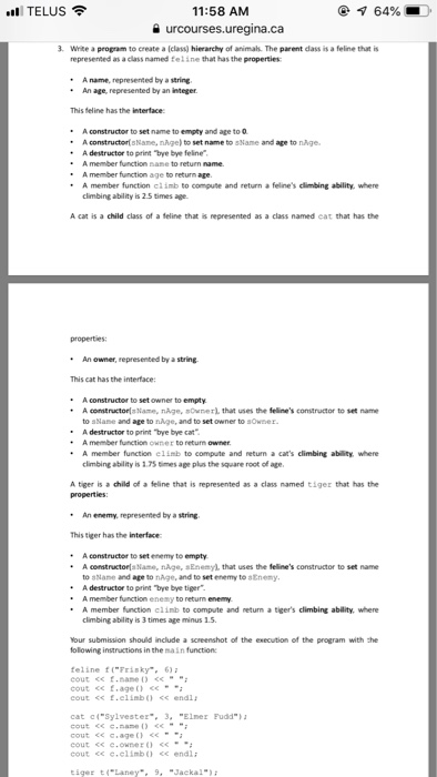 Solved @ 1 64% . TELUS 11:58 AM urcourses.uregina.ca 3. | Chegg.com