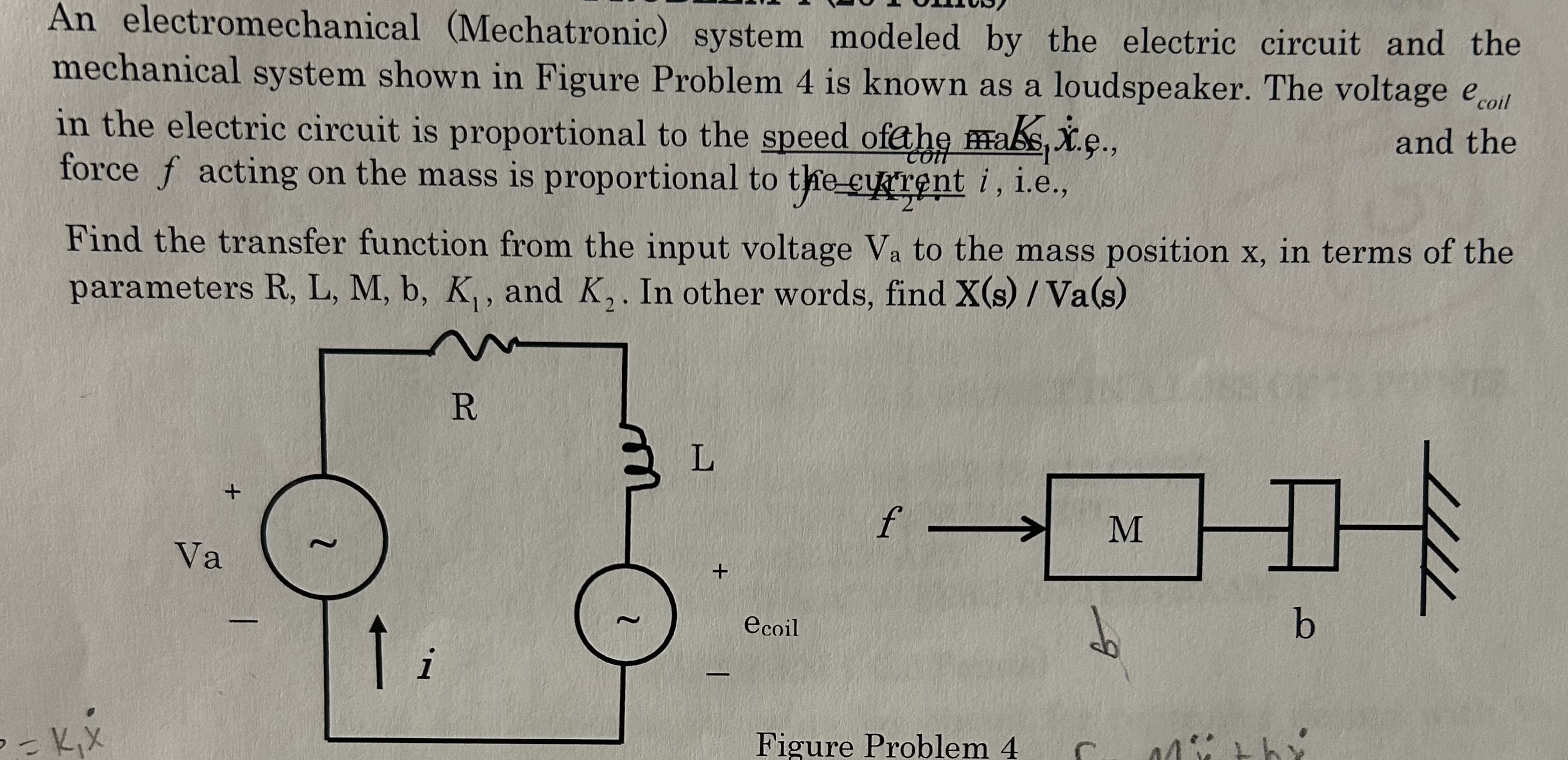 Solved An electromechanical (Mechatronic) ﻿system modeled by | Chegg.com