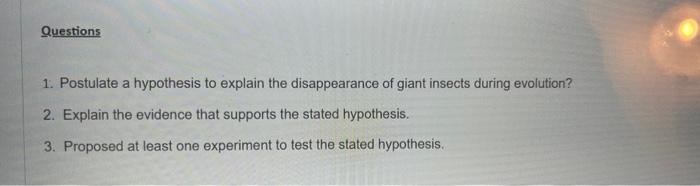 Solved 1. Postulate a hypothesis to explain the | Chegg.com