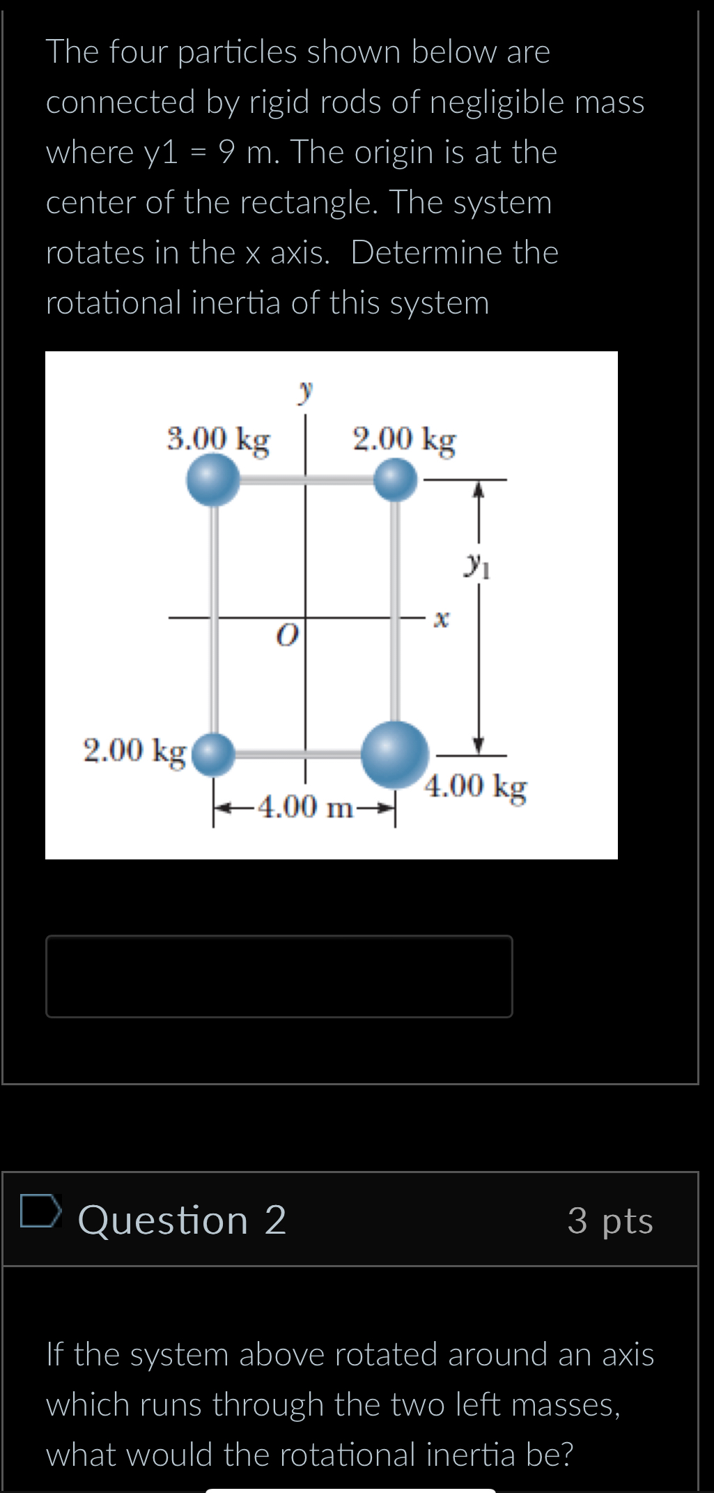 Solved The four particles shown below are connected by rigid | Chegg.com