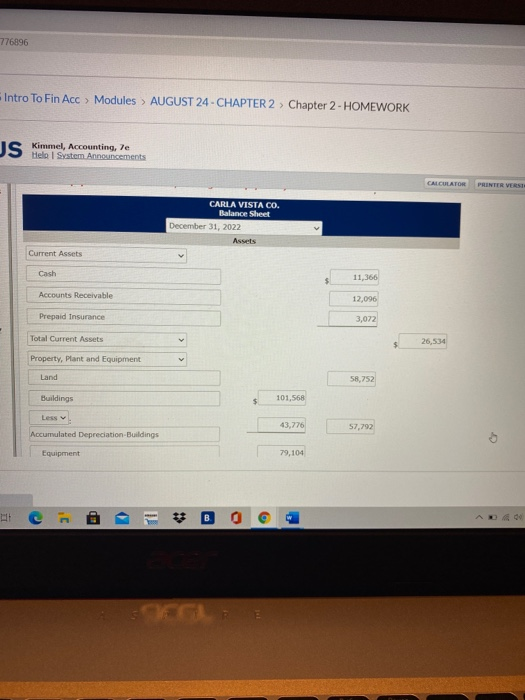 Solved Intro To Fin Acc > Modules > AUGUST 24 - CHAPTER 2 > | Chegg.com