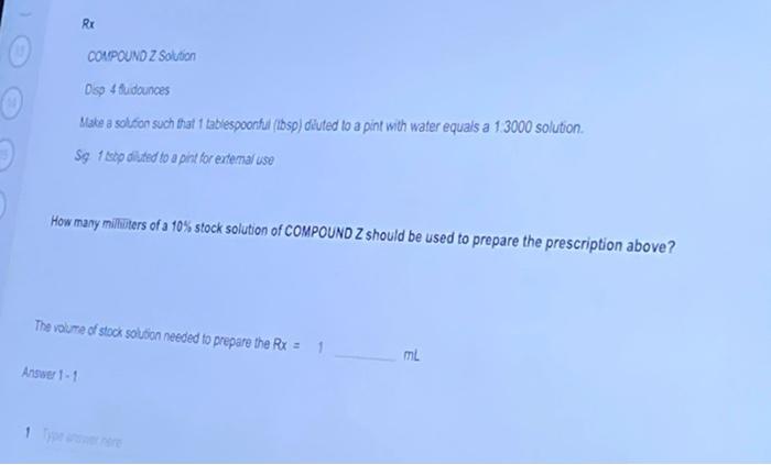 Solved Rx COMPOUND Z Solution Dip 4 fudounces Make a | Chegg.com