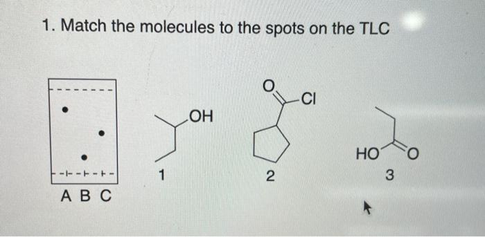 Solved 1. Match the molecules to the spots on the TLC | Chegg.com