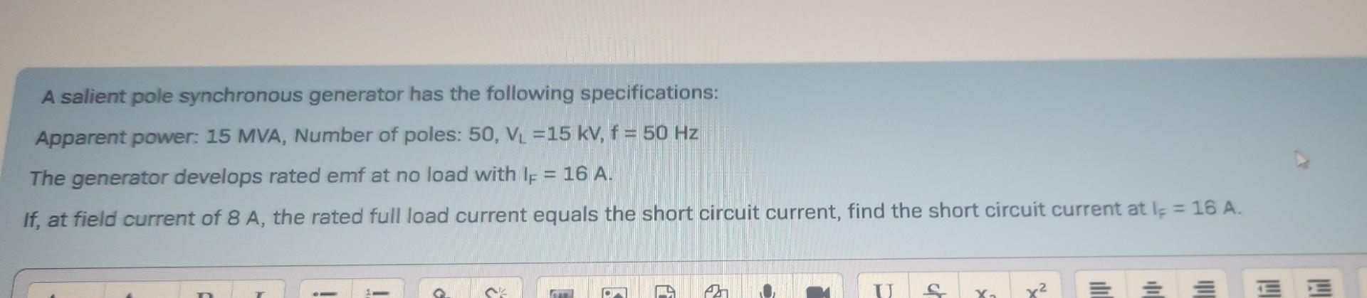 Solved A salient pole synchronous generator has the | Chegg.com