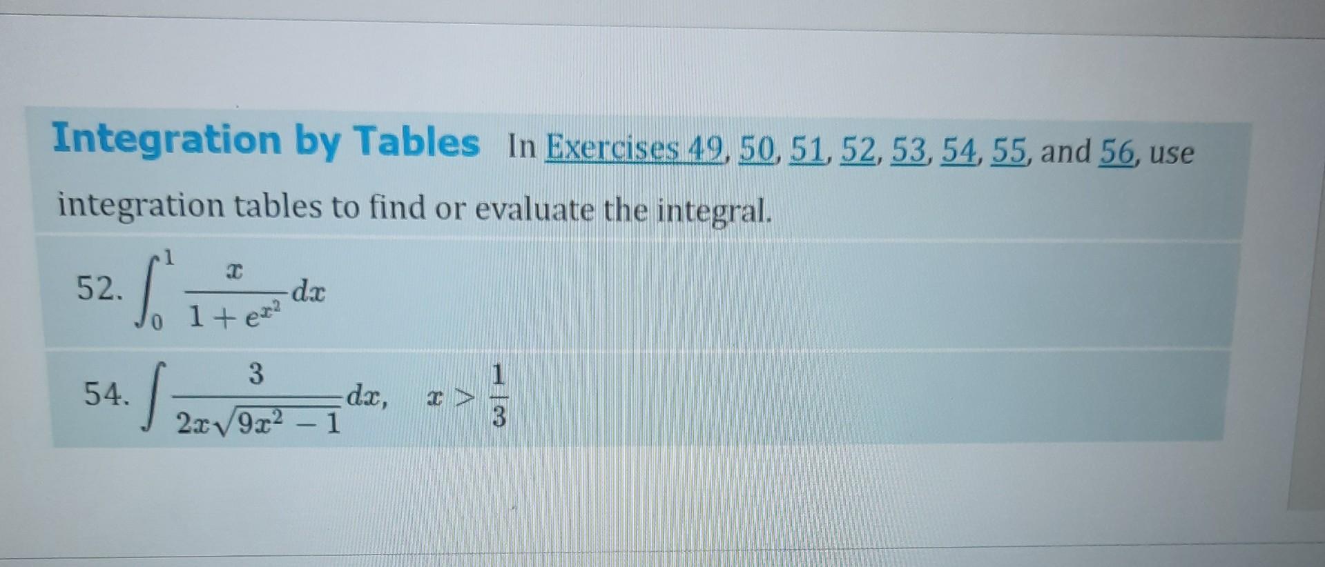 Solved Integration By Tables In Exercises
