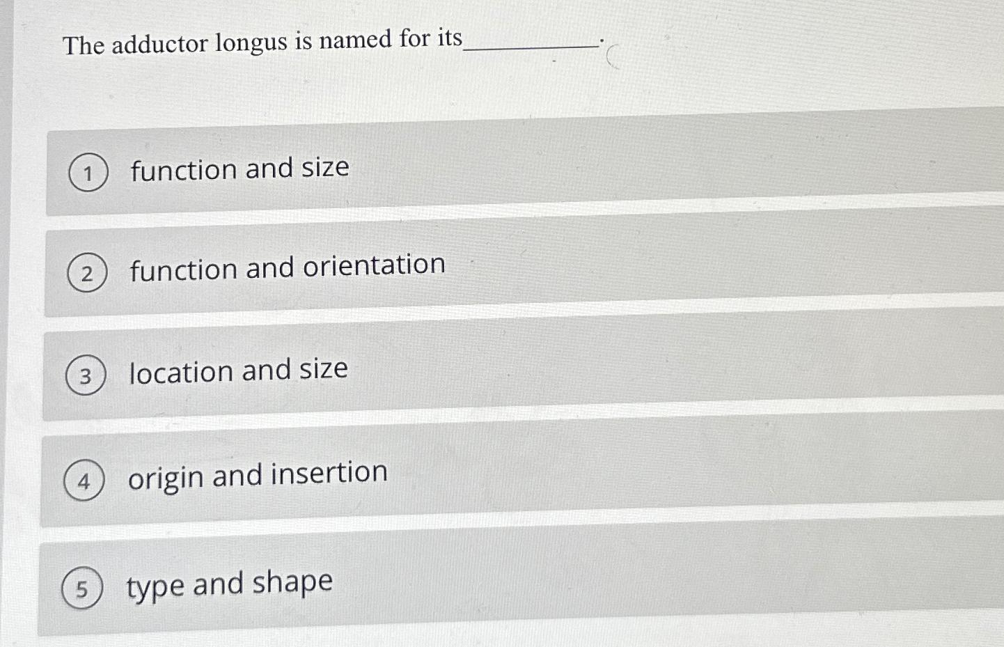 Solved The adductor longus is named for itsfunction and | Chegg.com