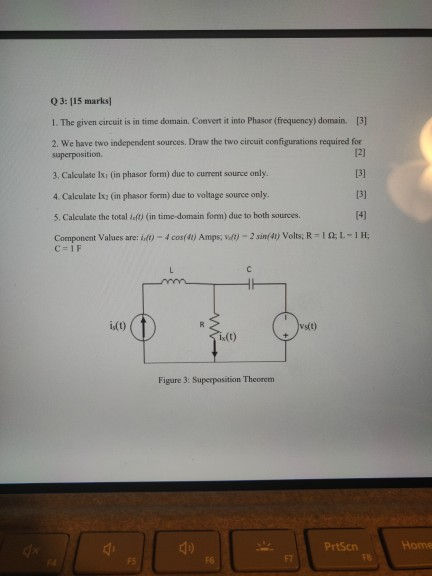 Solved Q3: 115 marks 1. The given circuit is in time domain. | Chegg.com