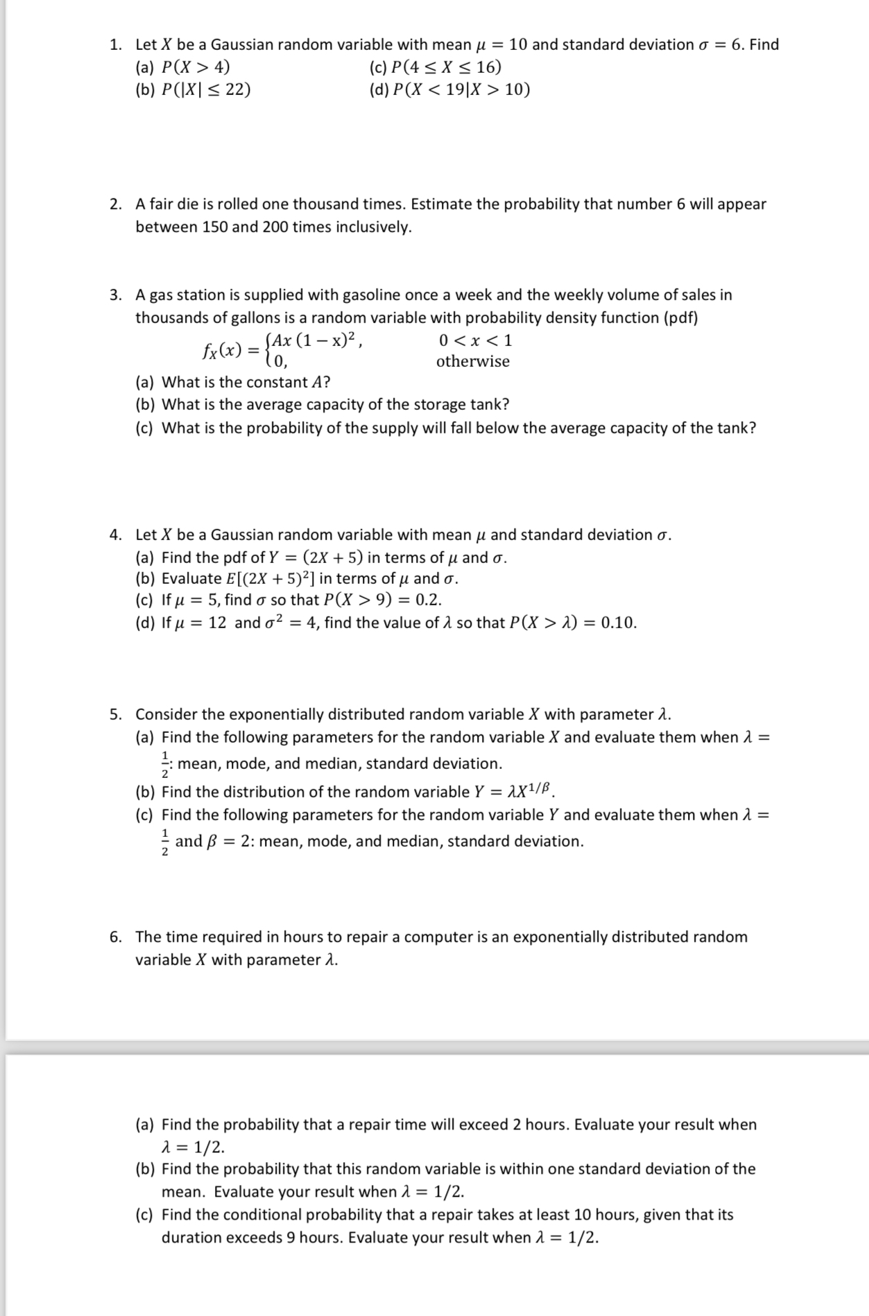 Solved Let X ﻿be A Gaussian Random Variable With Mean μ 10