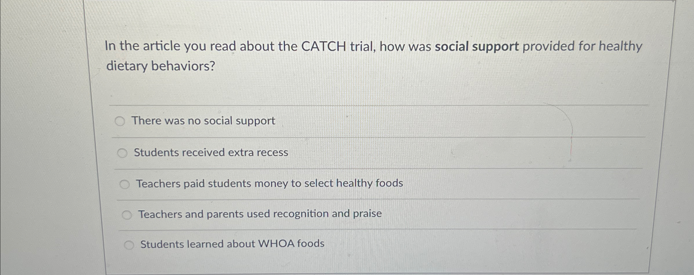 Solved In the article you read about the CATCH trial, how | Chegg.com