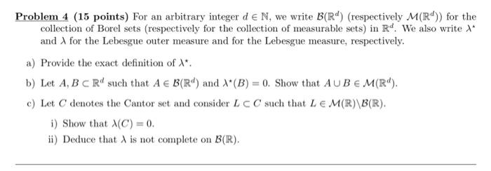 Solved Problem 4 (15 points) For an arbitrary integer de N, | Chegg.com