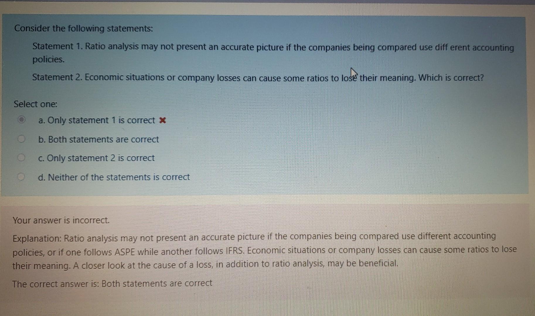 Solved Consider the following statements: Statement 1. Ratio | Chegg.com