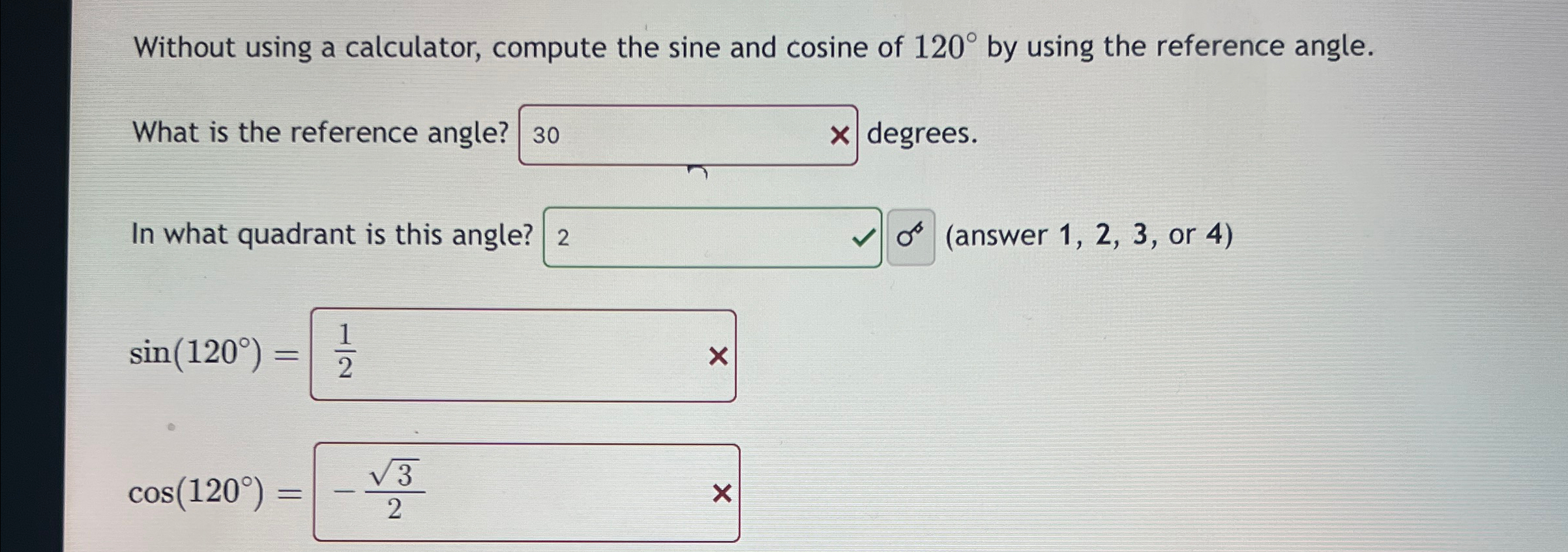 Solved Without using a calculator, compute the sine and | Chegg.com