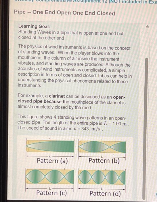Solved Learning Goal: Standing Waves in a pipe that is open | Chegg.com