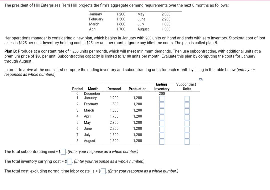 Solved Her operations manager is considering a new plan, | Chegg.com