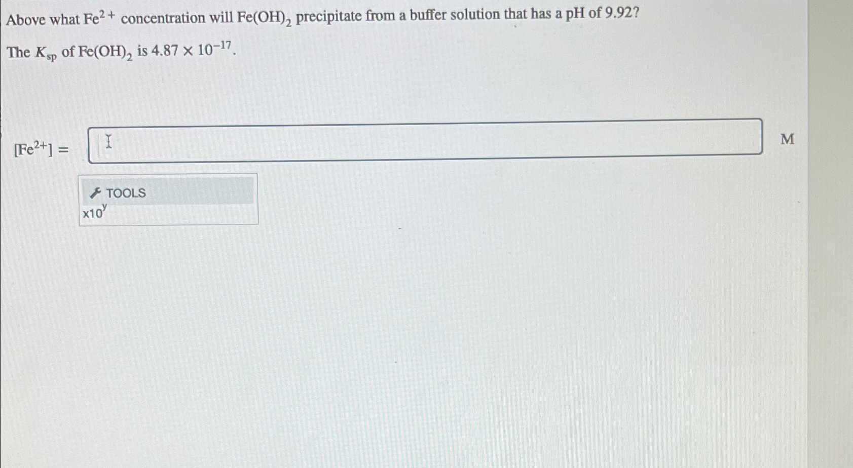 Solved Above what Fe2+ ﻿concentration will Fe(OH)2 | Chegg.com