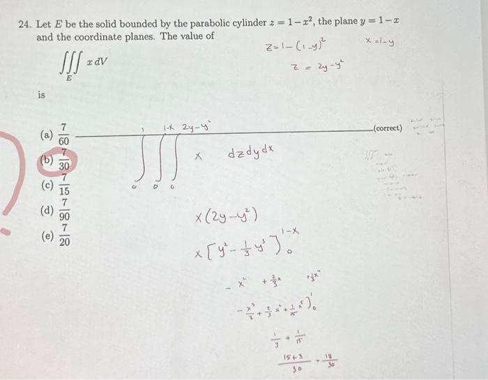 Solved 24. Let ( E ) be the solid bounded by the parabolic | Chegg.com