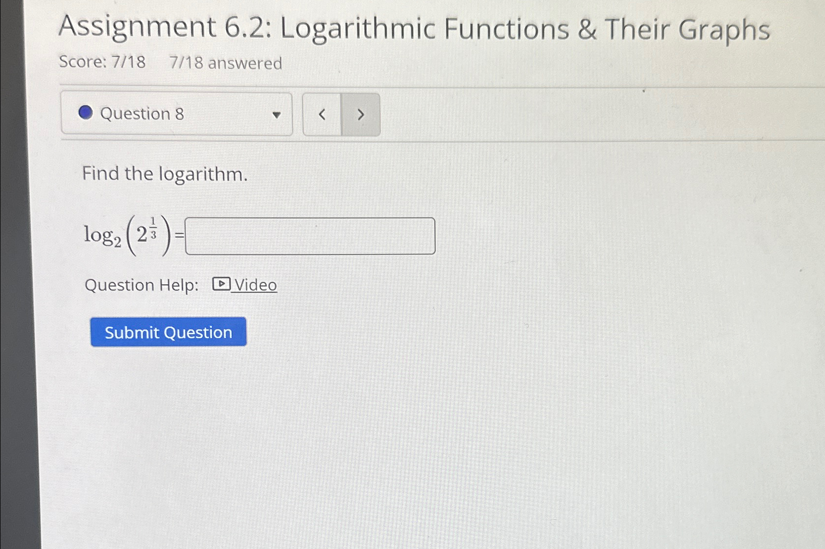 Solved Assignment 6.2: Logarithmic Functions & Their | Chegg.com