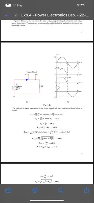 Experiment (4) Controlled Rectifiers - Single Phase | Chegg.com