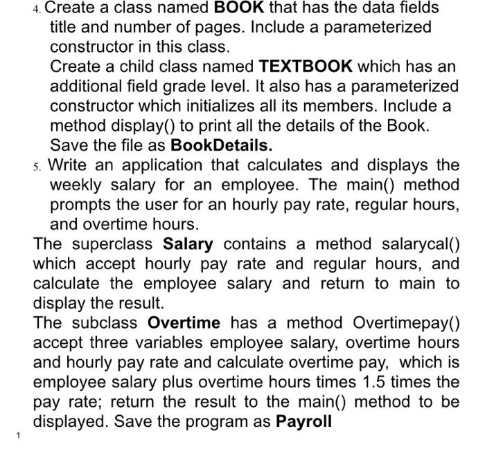 Solved 4. Create a class named BOOK that has the data fields | Chegg.com