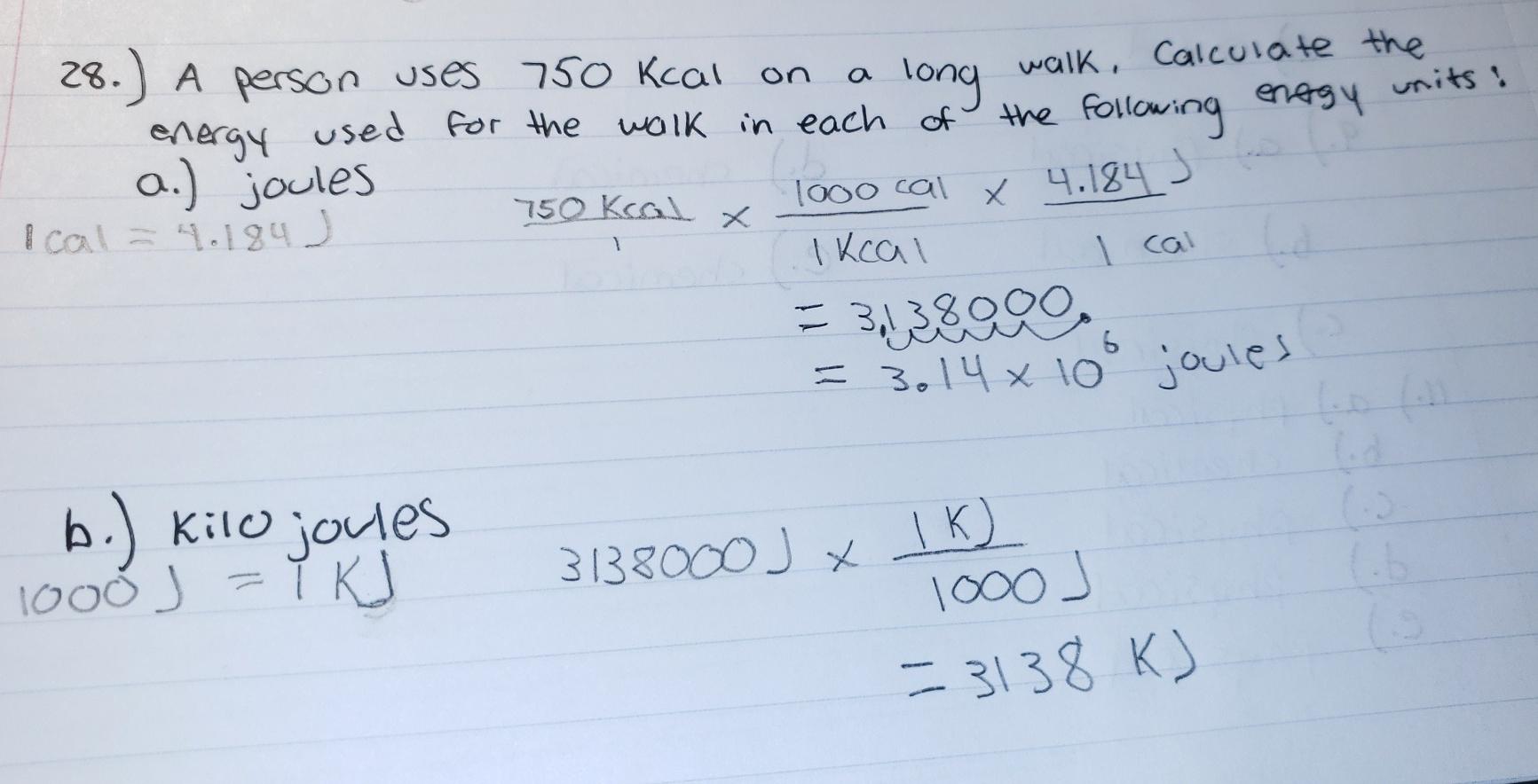 Solved on a 750 kcal 28.) A person uses 750 kcal energy used | Chegg.com